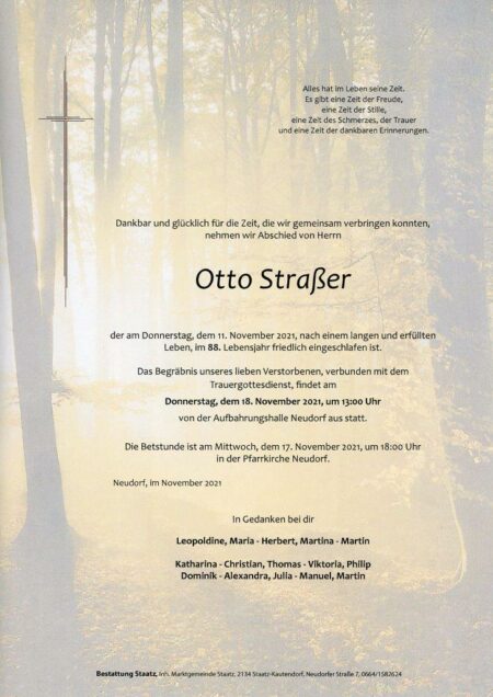 Sterbefälle 2021 | Bestattung Staatz