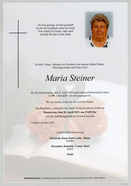 Sterbefälle 2023 | Bestattung Staatz