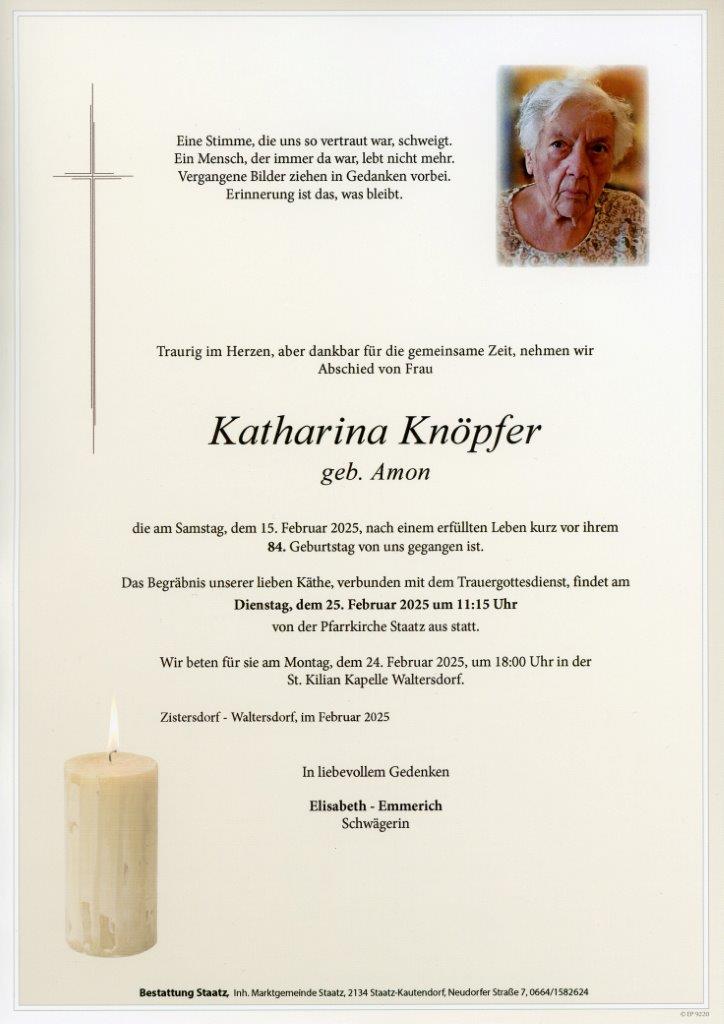 Sterbefälle 2025 | Bestattung Staatz